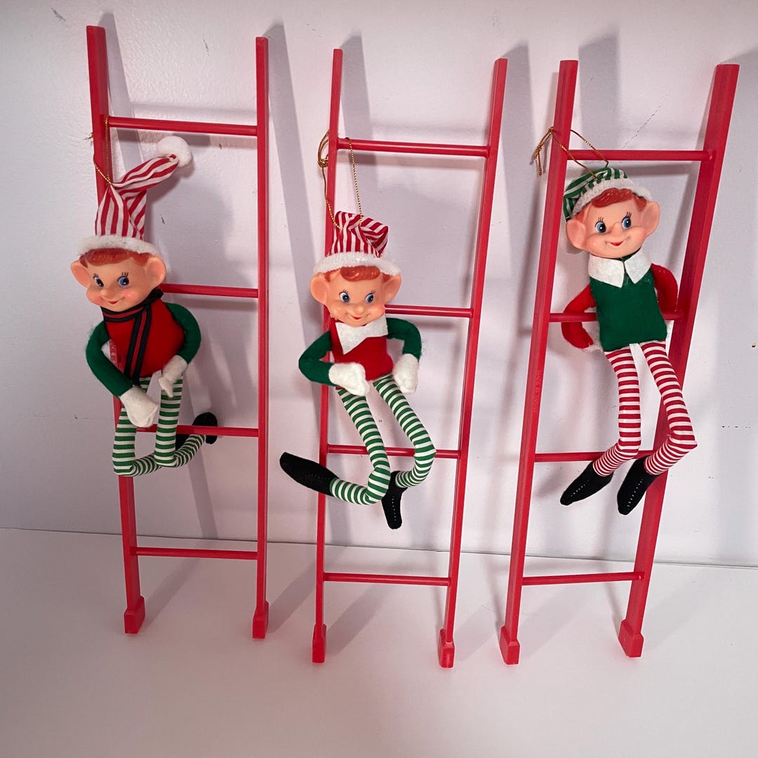 Doubl Glo by Noma - Three Posable Elves With Red 3 Piece Stacking Lean ...
