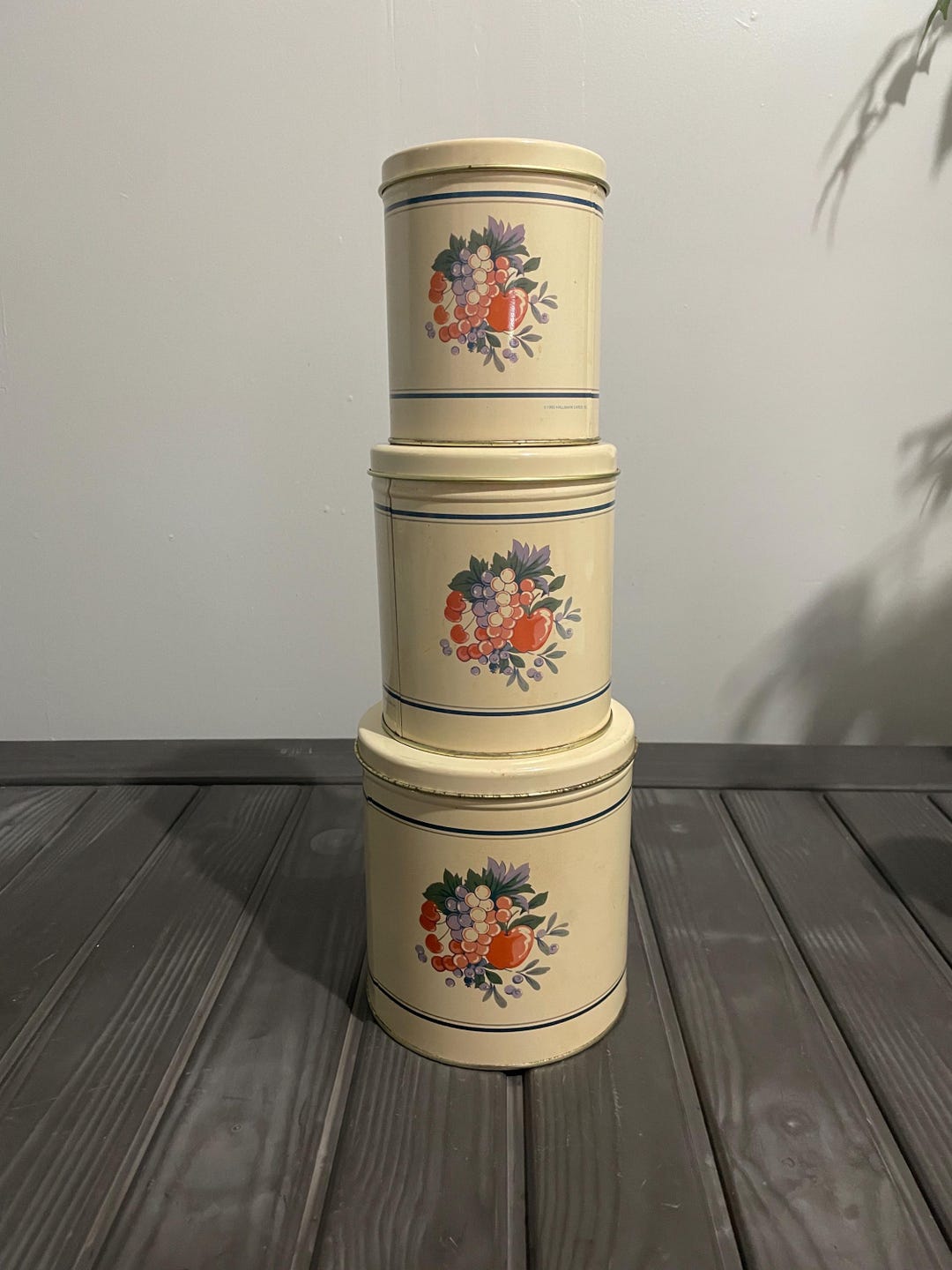 Cream Canisters, Stacking Canisters, Tin Canisters With Fruit Design, 6 ...