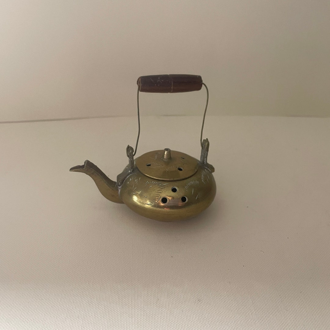 Brass, Mini INSENSE BURNER, Mini Tea Kettle, Incense Cone Holder ...
