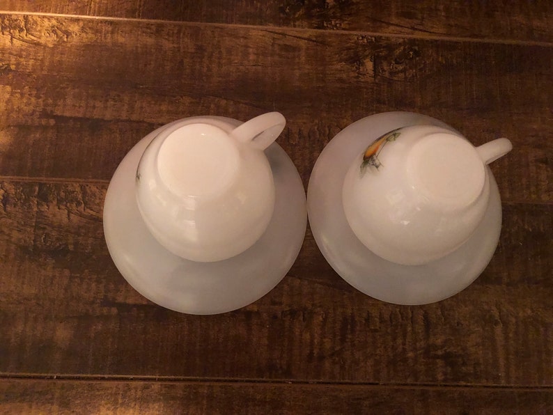 Arcopal France Teacup and Saucer; 4 Piece Set, Grapes, Pears, Vine ...