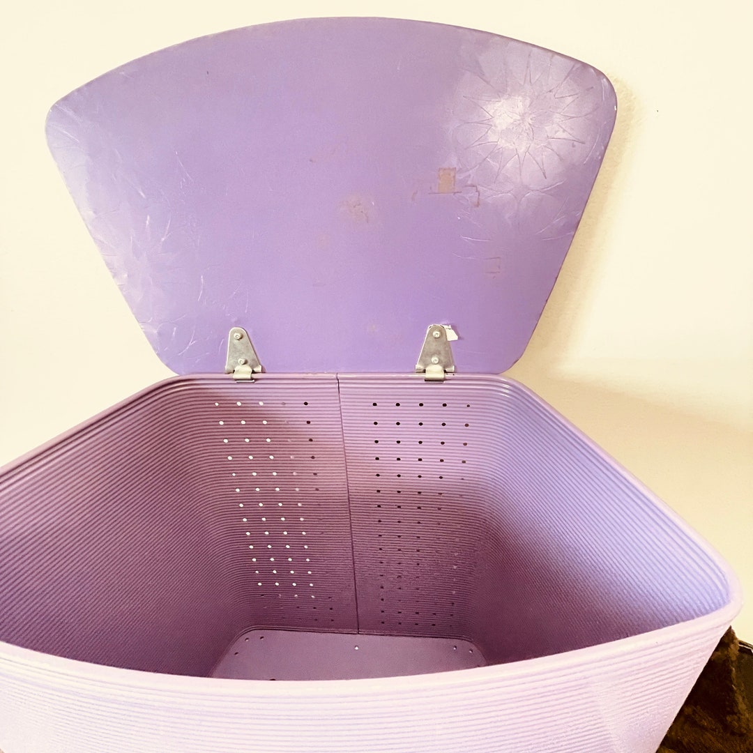 Purple Laundry Hamper, Lid, Vinyl, Metal, Home Decor, Clothes Hamper ...