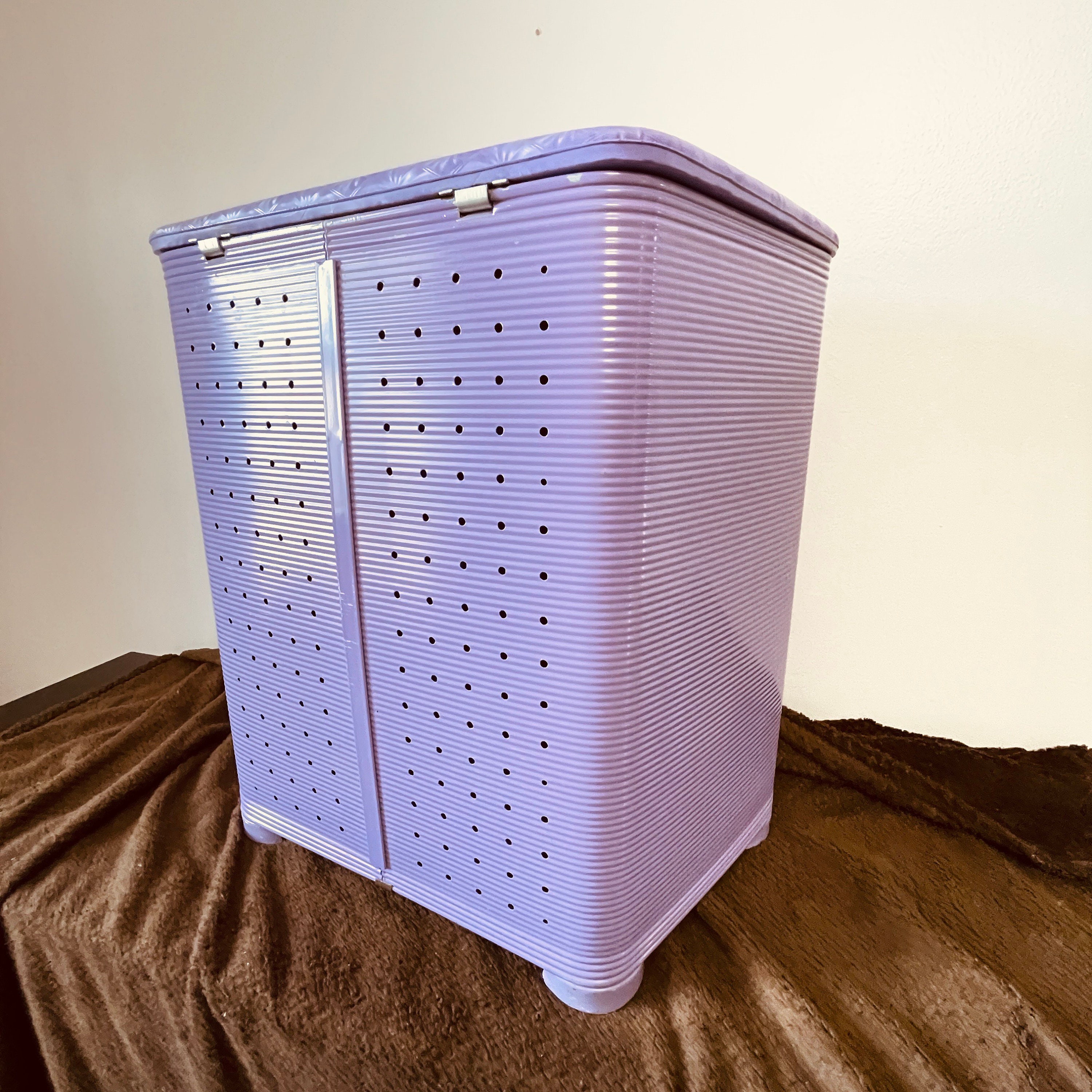 Purple Laundry Hamper, Lid, Vinyl, Metal, Home Decor, Clothes Hamper ...
