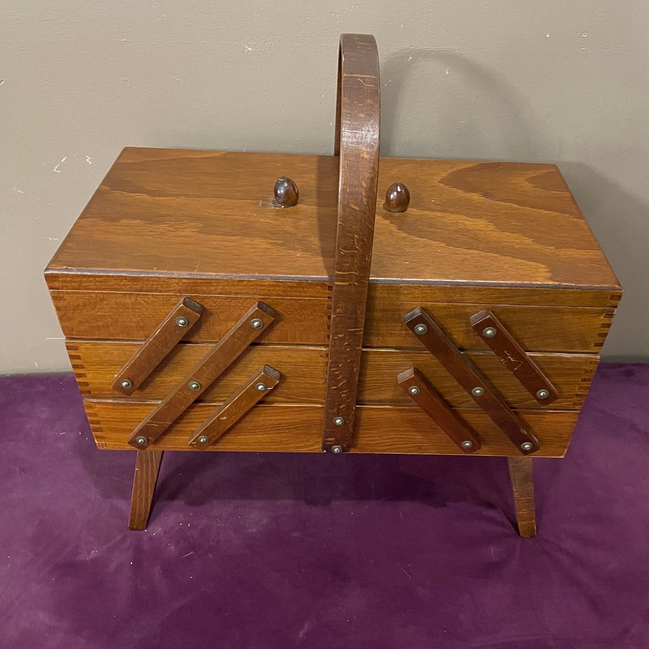 Accordion Sewing Box, Wood Fold-out Box, Cantilever Sewing Box, Sewing ...