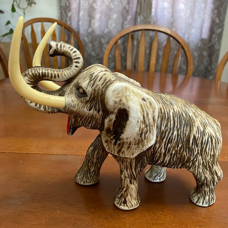 Celluloid Elephant Statue With Tusks, Tabletop Decor, Office ...