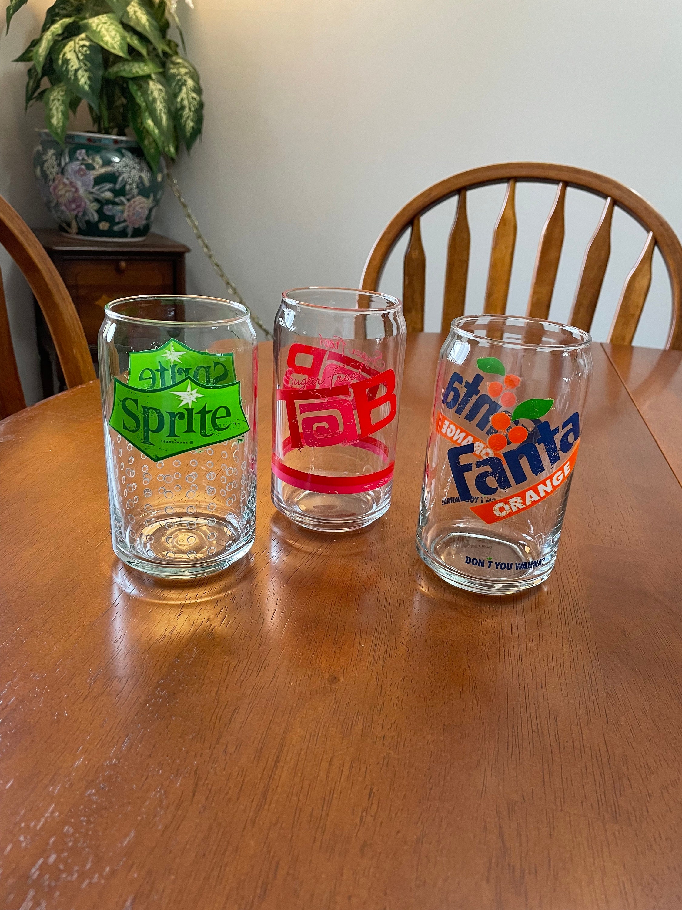 Glass Can, Sprite, Fanta, Tab, Set of Three, Tumblers, Drinnking Glasss ...