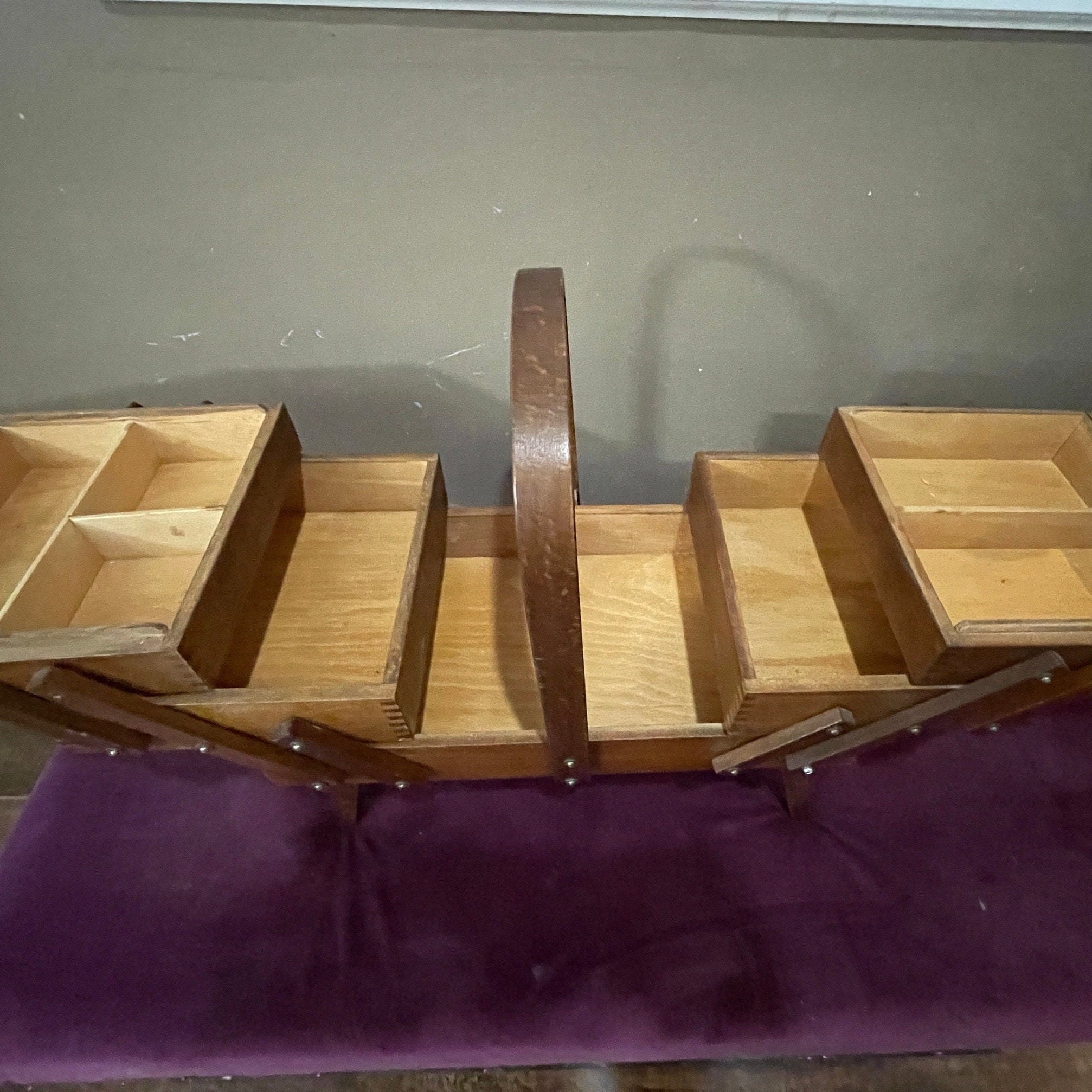 Accordion Sewing Box, Wood Fold-out Box, Cantilever Sewing Box, Sewing ...