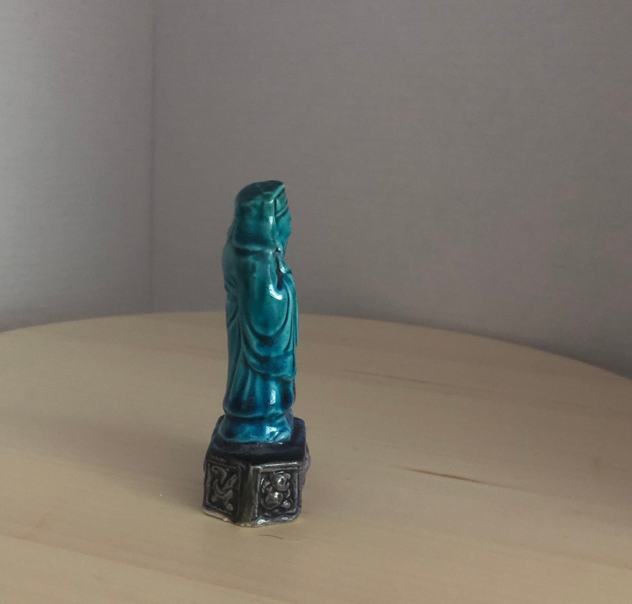 Chinese Turquoise Blue Immortal Statue, Qing, Chinese Export, Vintage ...