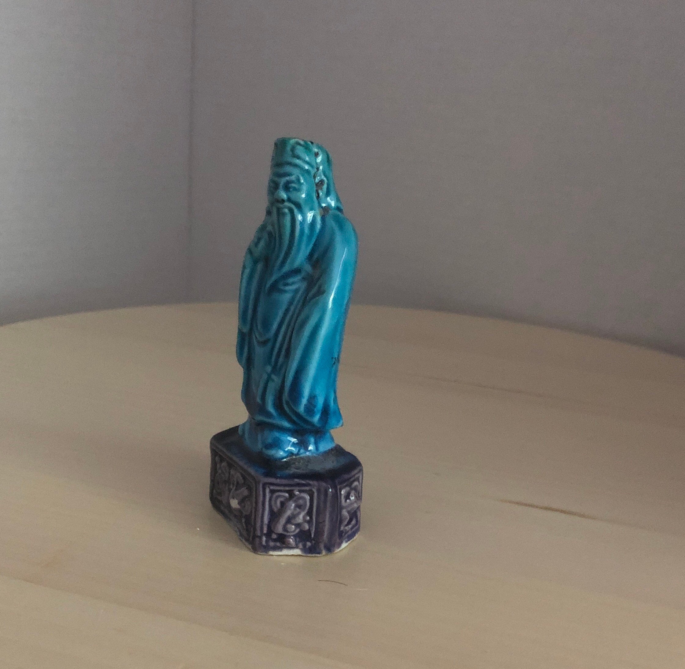 Chinese Turquoise Blue Immortal Statue, Qing, Chinese Export, Vintage ...