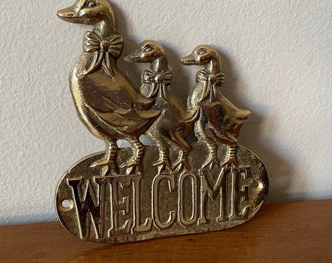 Brass Duck Welcome Sign, Duck Family, Waterfowl, Duckling, Anatidae ...