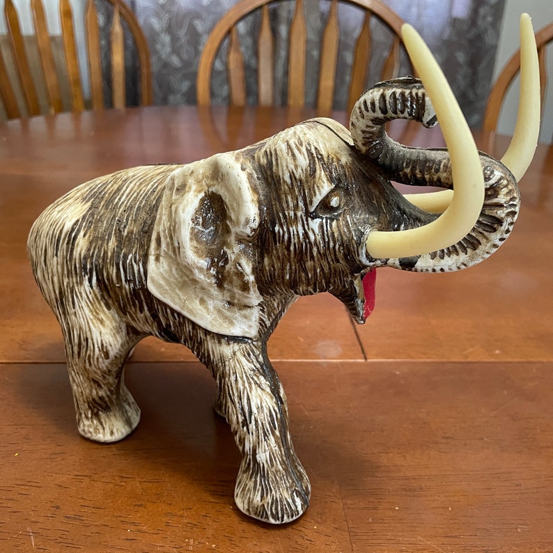 Celluloid Elephant Statue With Tusks, Tabletop Decor, Office ...