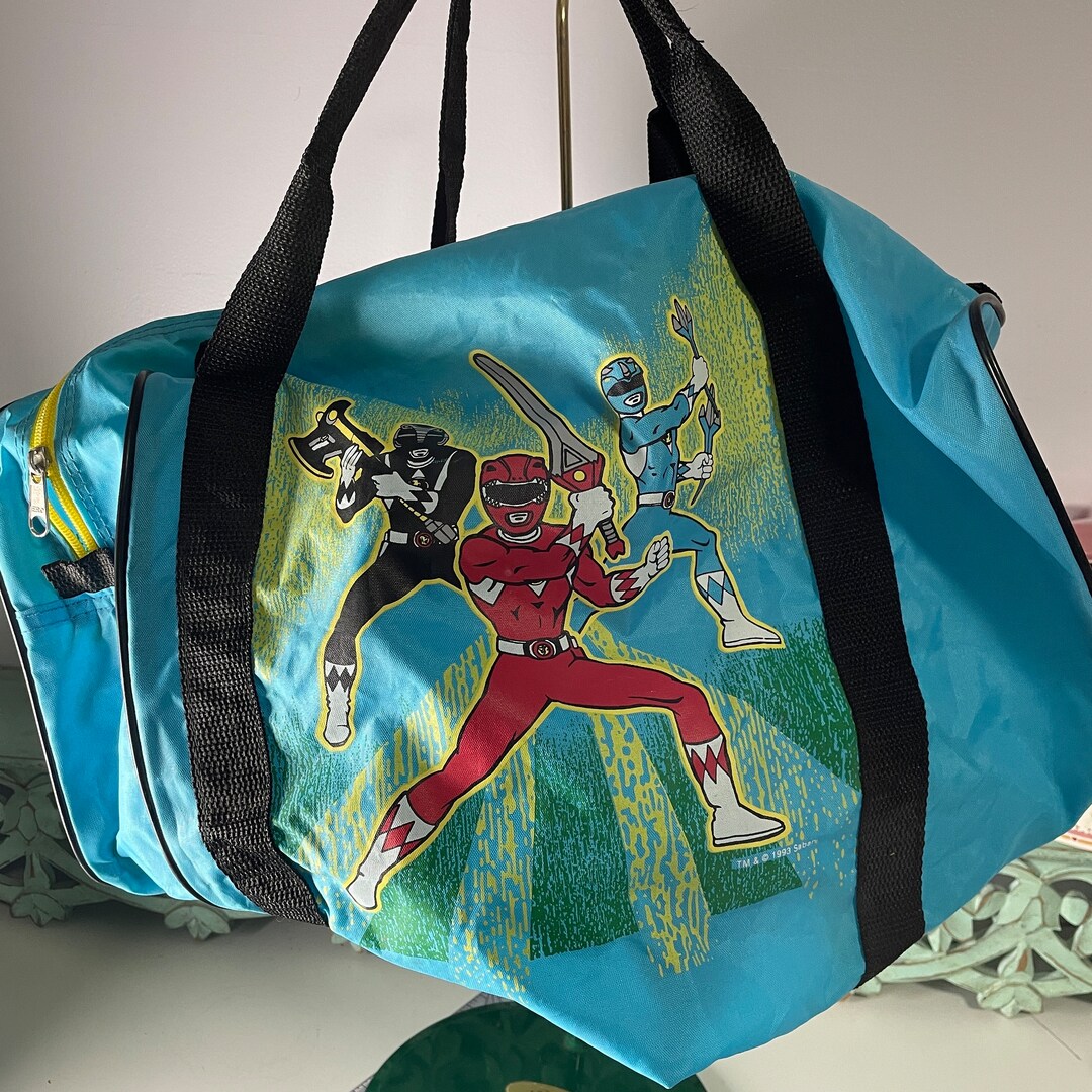 Mighty Morphin Power Rangers Duffle Bag - Blue Nylon With Yellow Zipper ...