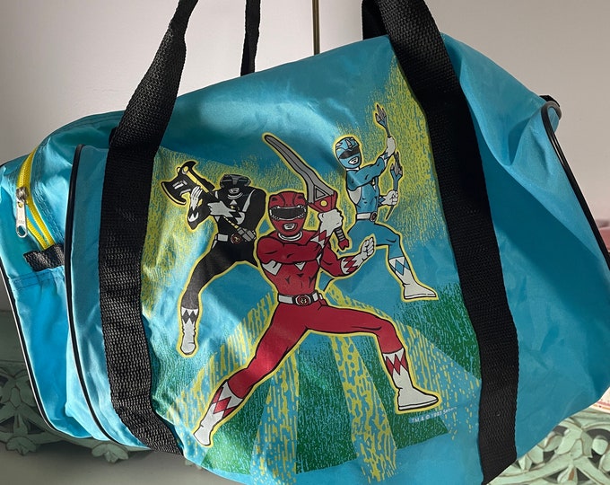Mighty Morphin Power Rangers Duffle Bag - Blue Nylon With Yellow Zipper ...