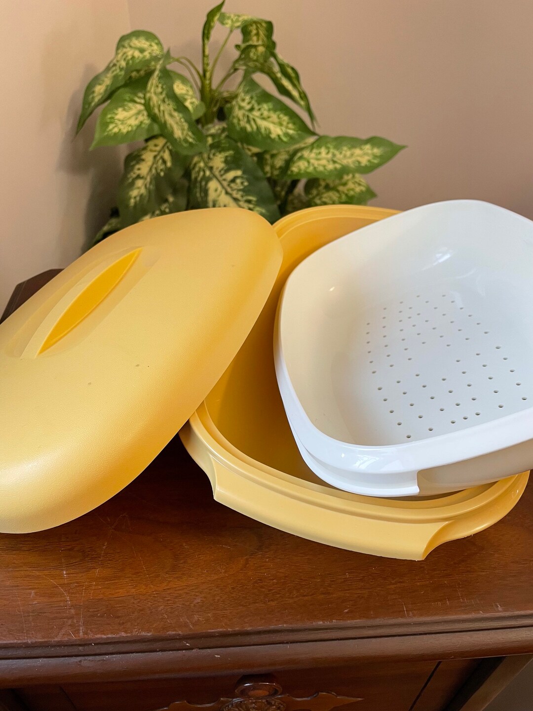 Tupperware, Oval, Harvest Gold, Mustard Yellow, Microwave, Steamer ...