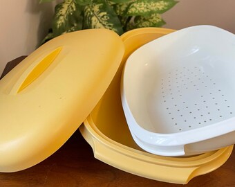 Vintage Tupperware Microwave Vegetable Steamer Harvest Gold 3pc. - Etsy
