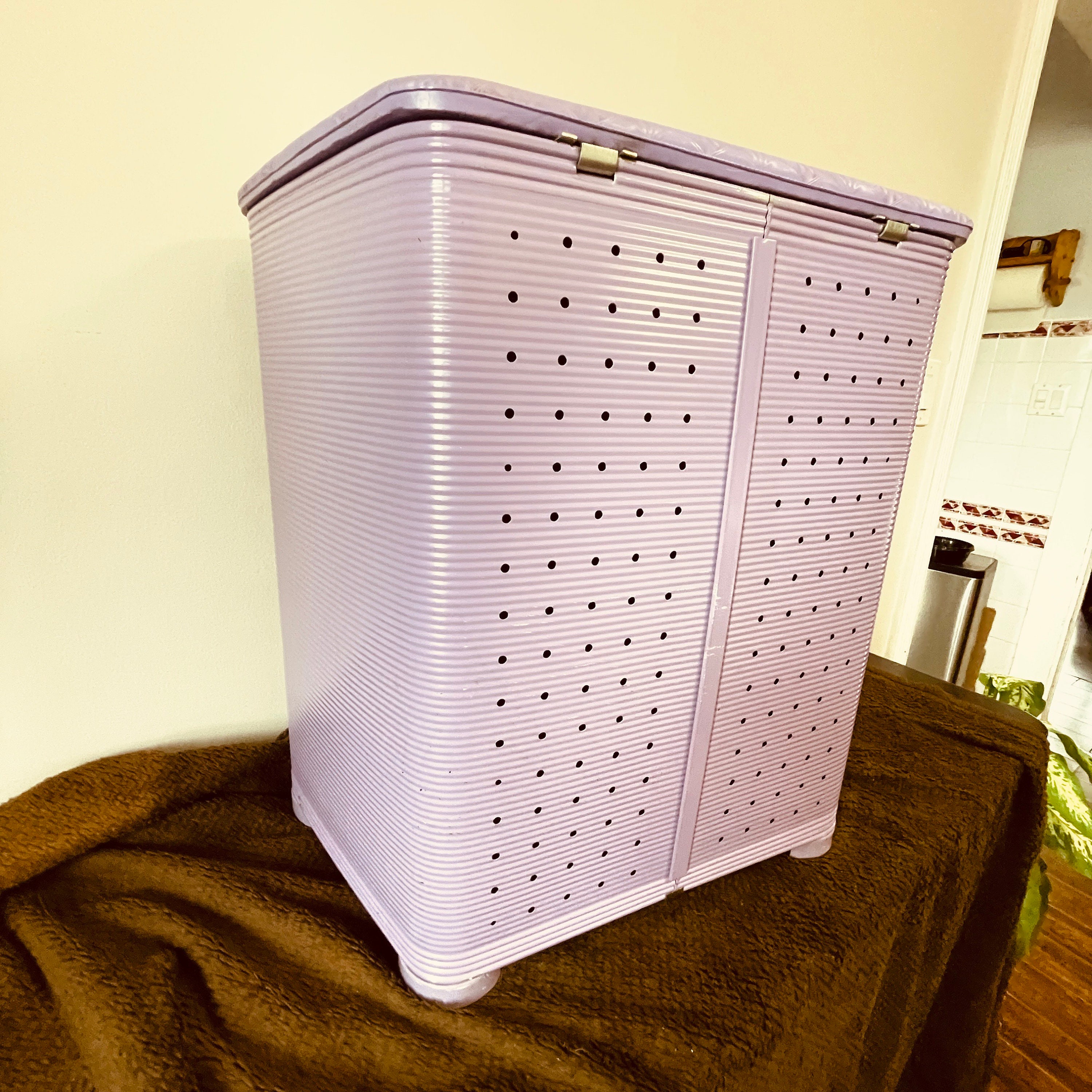 Purple Laundry Hamper, Lid, Vinyl, Metal, Home Decor, Clothes Hamper ...
