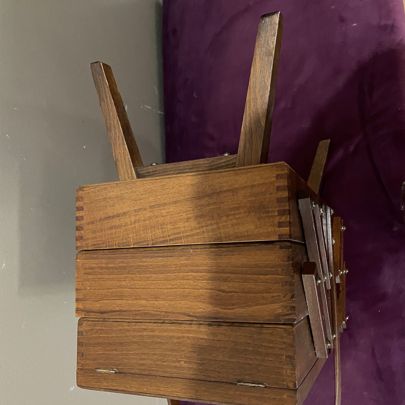 Accordion Sewing Box, Wood Fold-out Box, Cantilever Sewing Box, Sewing ...