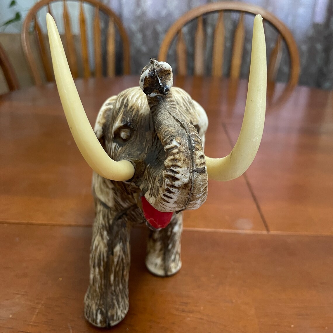 Celluloid Elephant Statue With Tusks, Tabletop Decor, Office ...