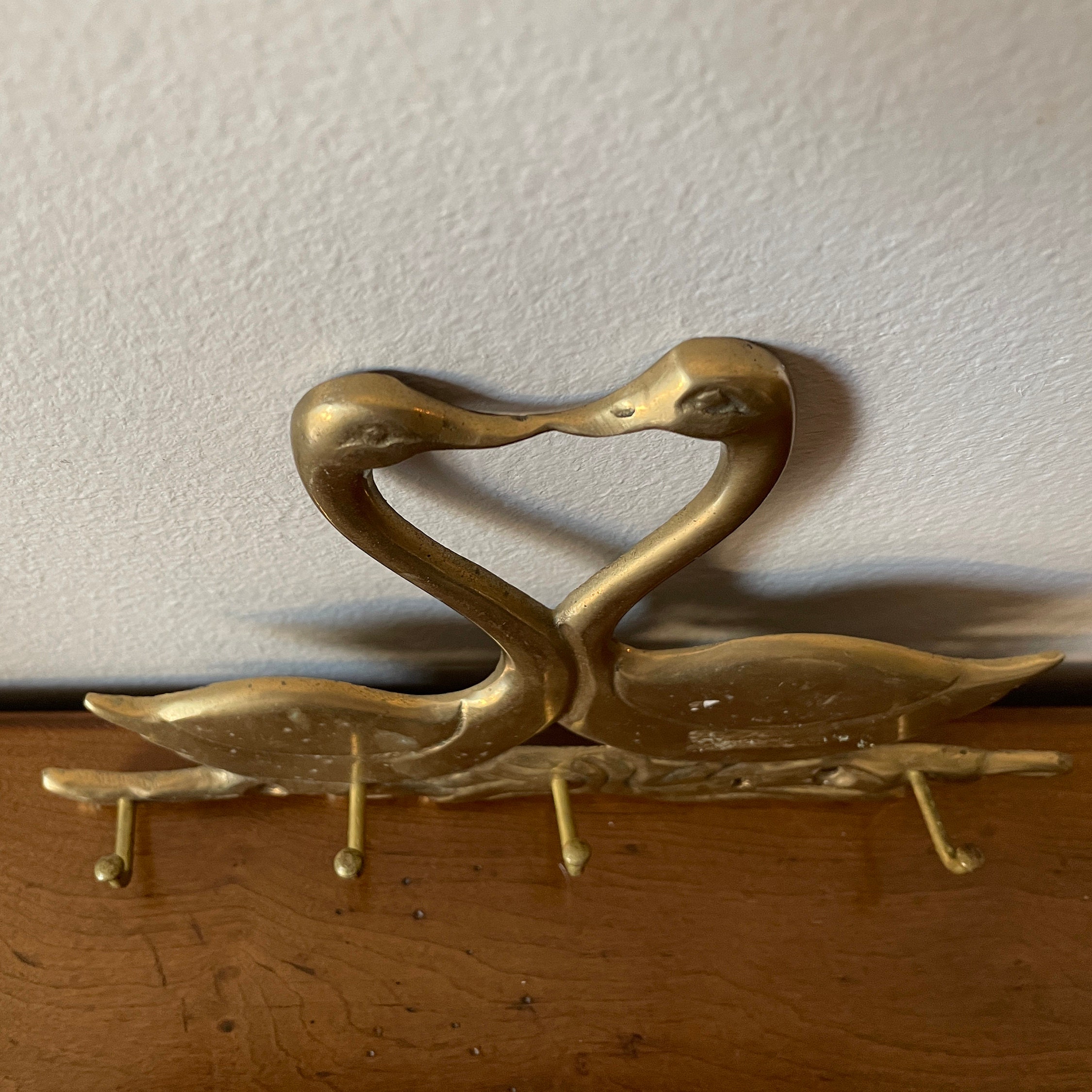 Brass Swan Key Holder, Bird, Cygnus, Waterfowl, Graceful, Office Decor ...