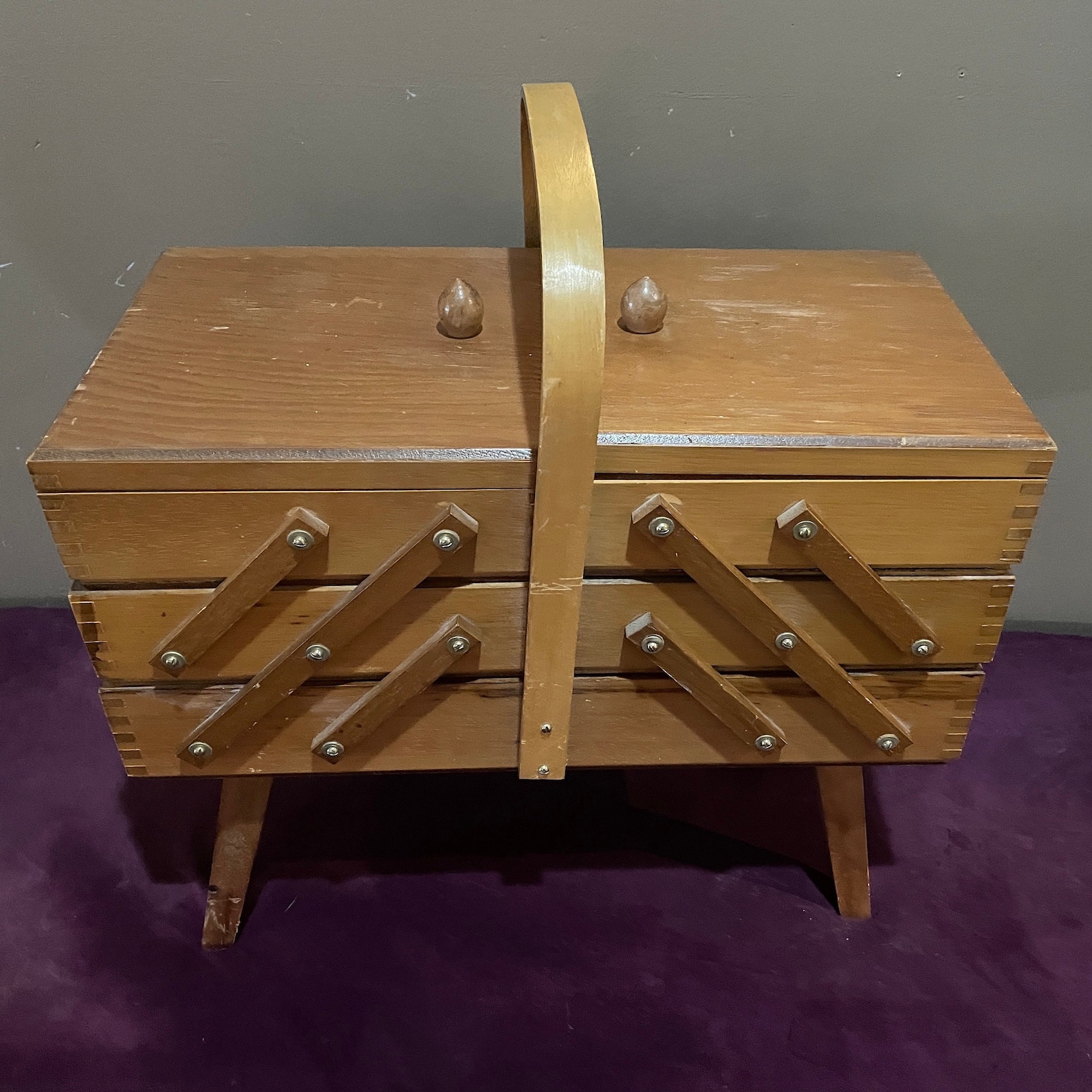 Accordion Sewing Box, Wood Fold-out Box, Cantilever Sewing Box, Sewing ...