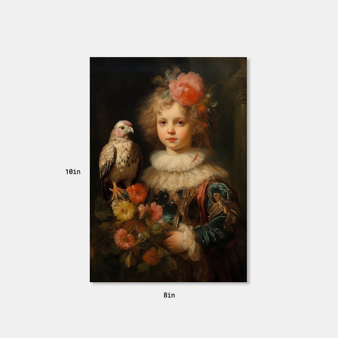 Baroque Girl & Bird Print - Etsy