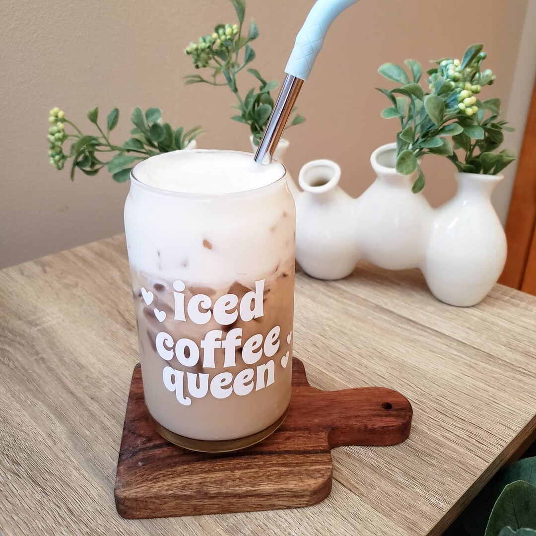 Iced Coffee Glass Can Glass Coffee Queen Gifts Under 20 - Etsy
