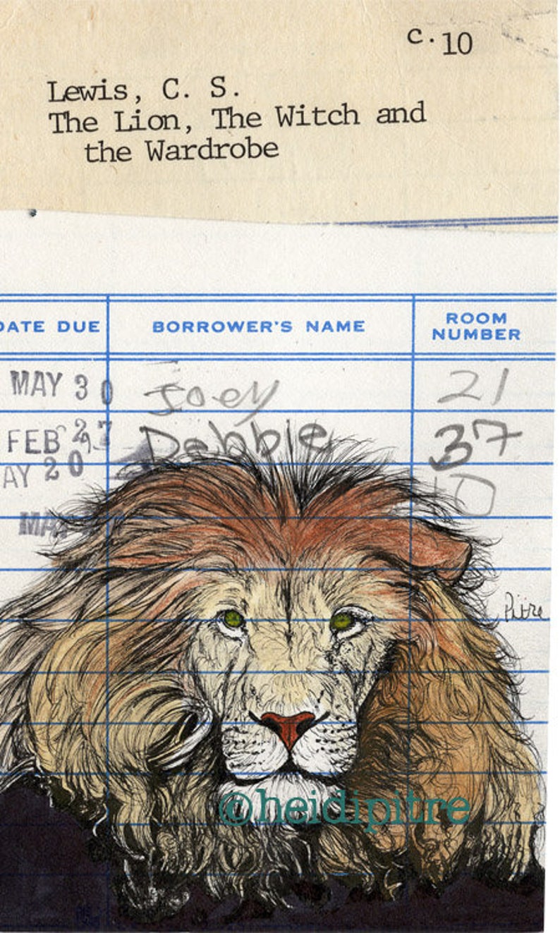 The Lion the Witch and the Wardrobe Upcycled Library Card | Etsy