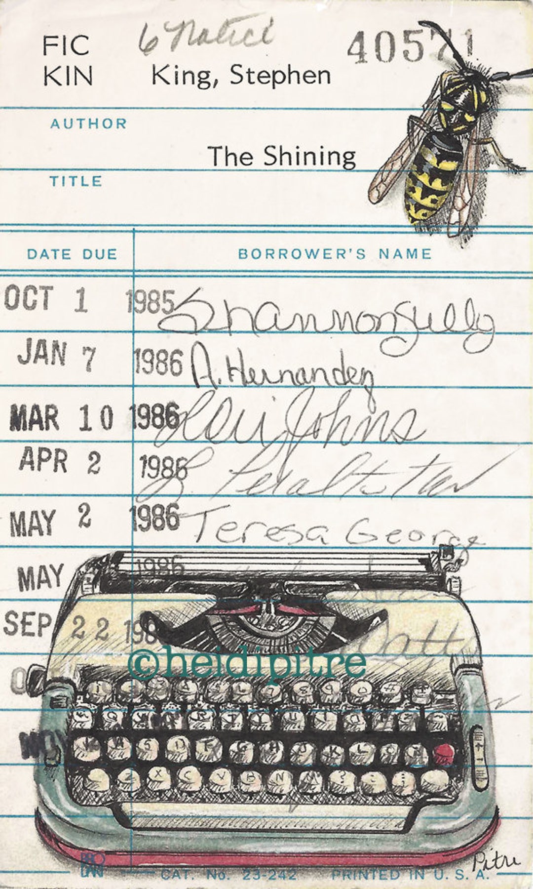 Stephen King's the Shining Upcycled Library Card Print - Etsy