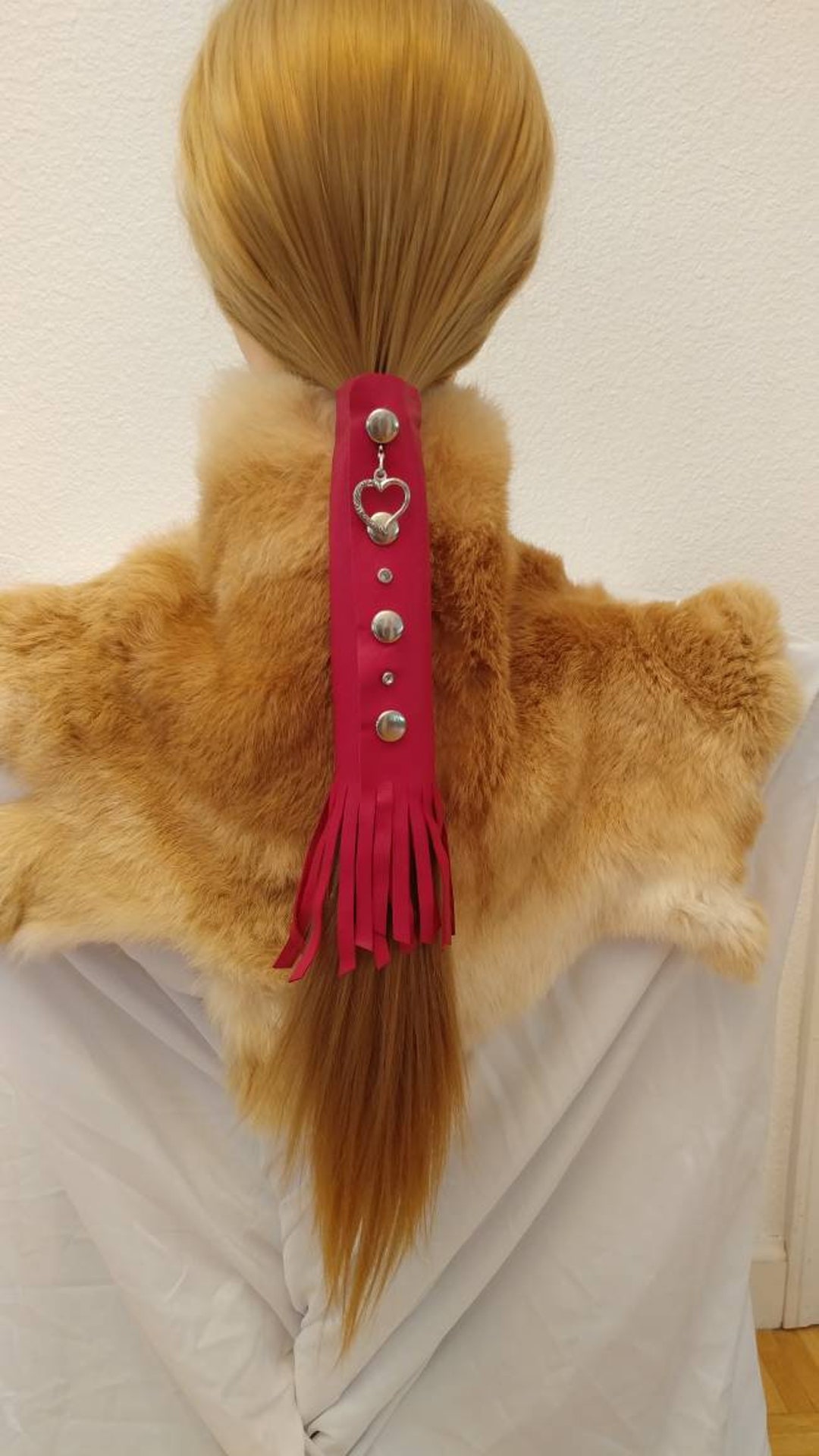PINK 6 Inch Leather Motorcycle Hair Wrap | Hair Glove, Ponytail Wrap ...