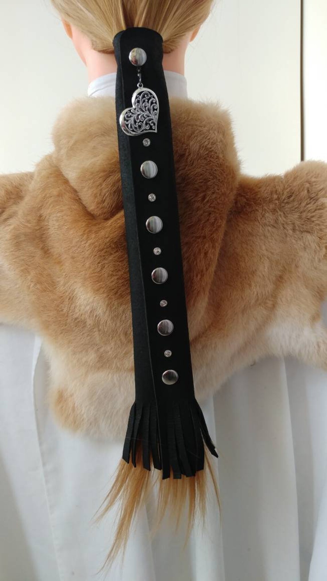 11 INCH BLACK Leather Motorcycle Hair Wrap Hair Glove - Etsy