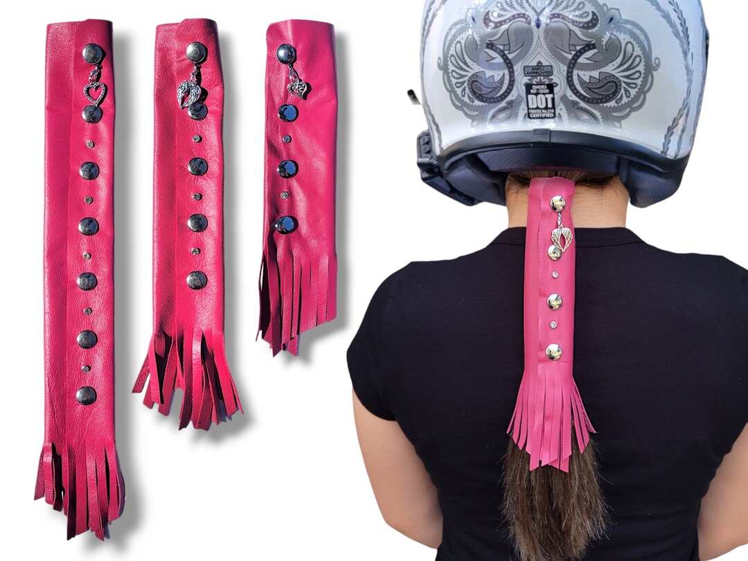 Fuchsia Pink Leather Motorcycle Hair Wrap Lengths 5 Inches to 22 in ...