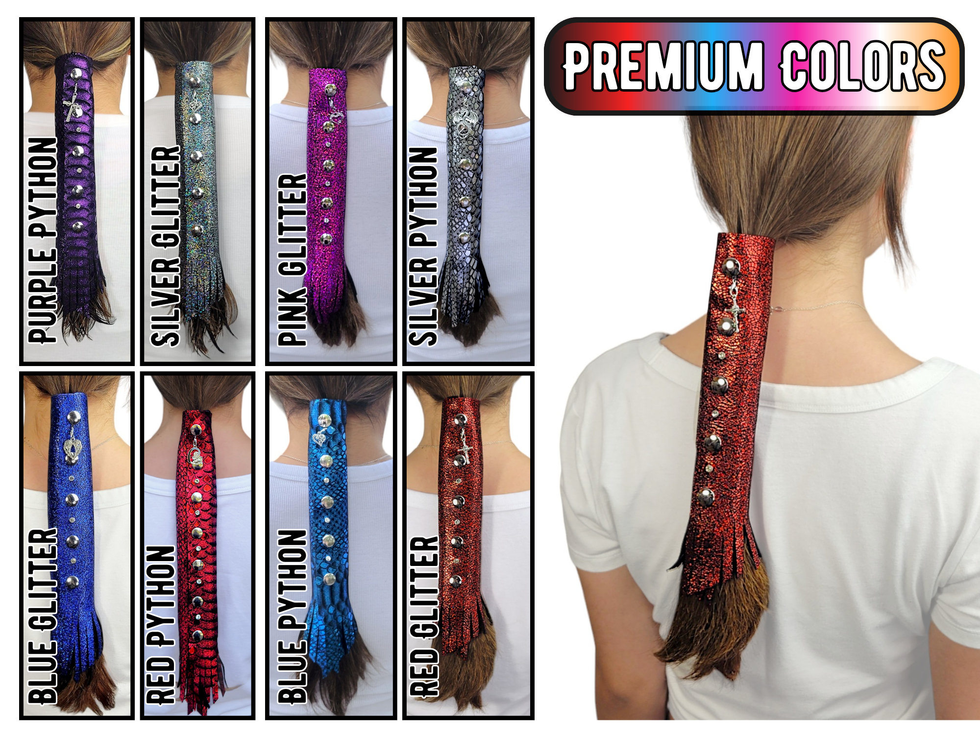 Motorcycle Hair Wrap Silver Leather Snakeskin 5" - 22" in | Bike Helmet ...