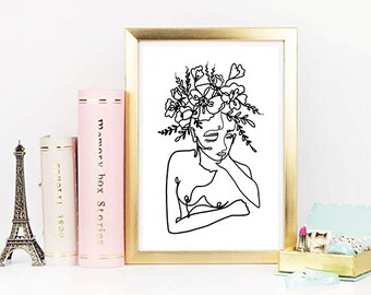 Flower line art | Etsy