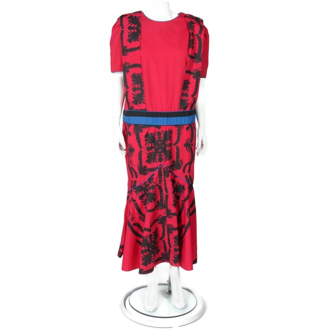 Vintage MAMO HOWELL Hawaiian Aloha Muumuu Red Black Tropical Floral Sz ...