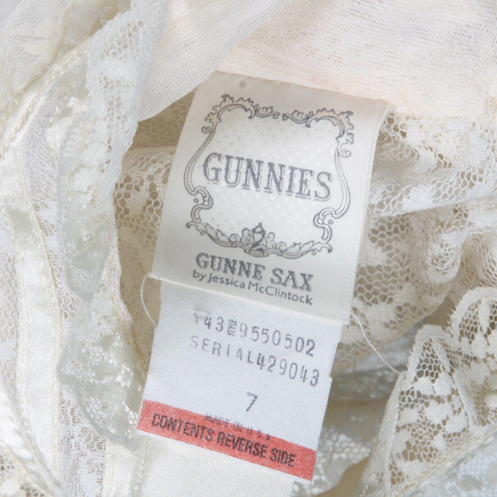 Vtg Gunnies Gunne Sax Jessica Mcclintock Cream Lace Ribbon Top Juniors ...