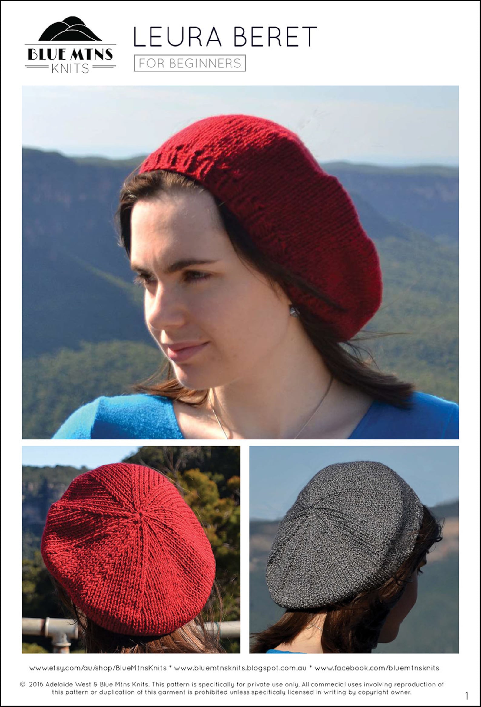 Beret Knitting Pattern. Modern Beret Knitting Design. Hat Knit Pattern ...