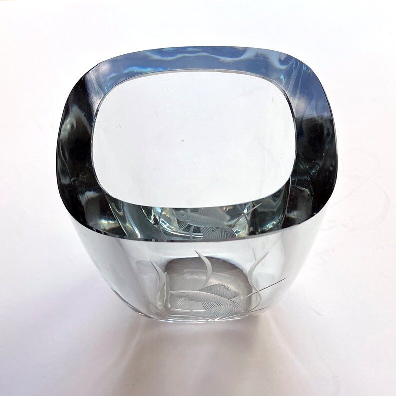 Strömbergshyttan Fish Bowl Vase Blue Green Glass Wheel - Etsy