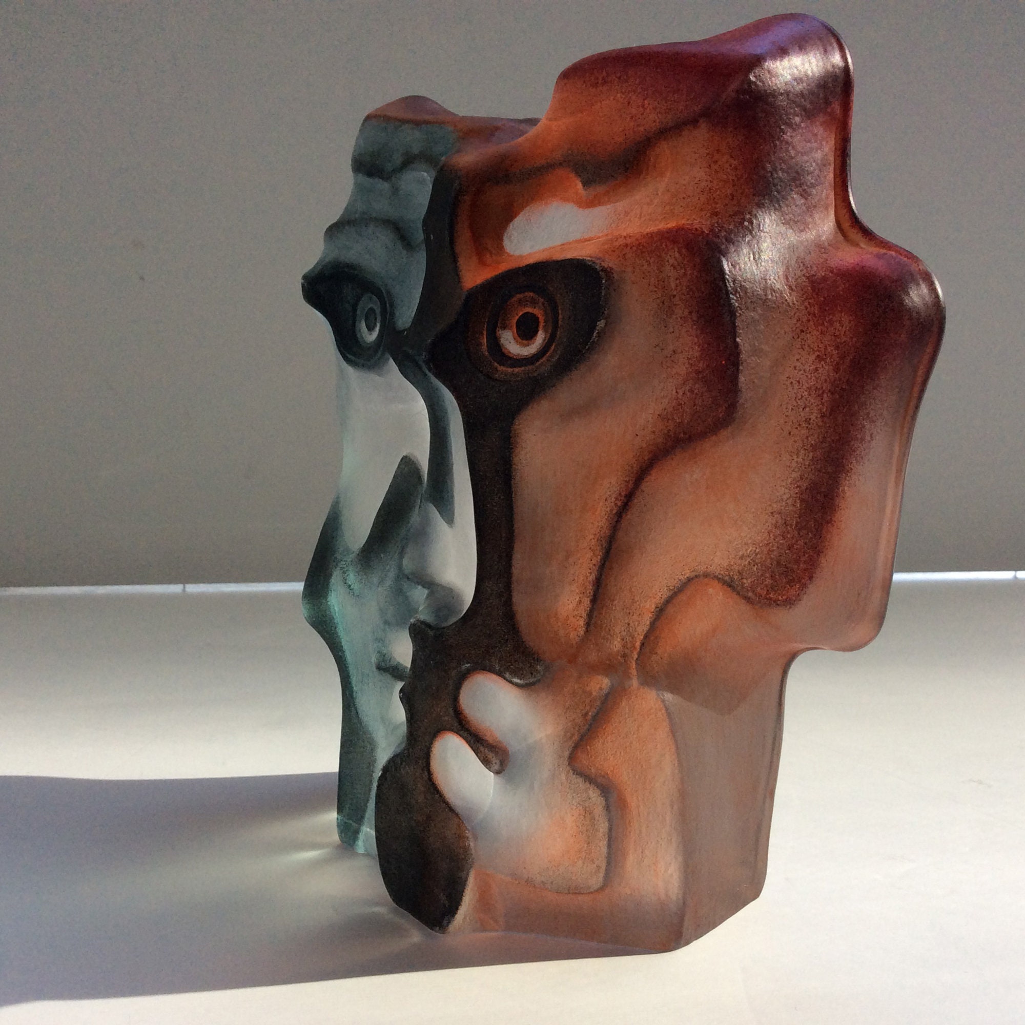 Målerås Crystal Masq Sculpture By Mats Jonasson Sweden 1990s Copper