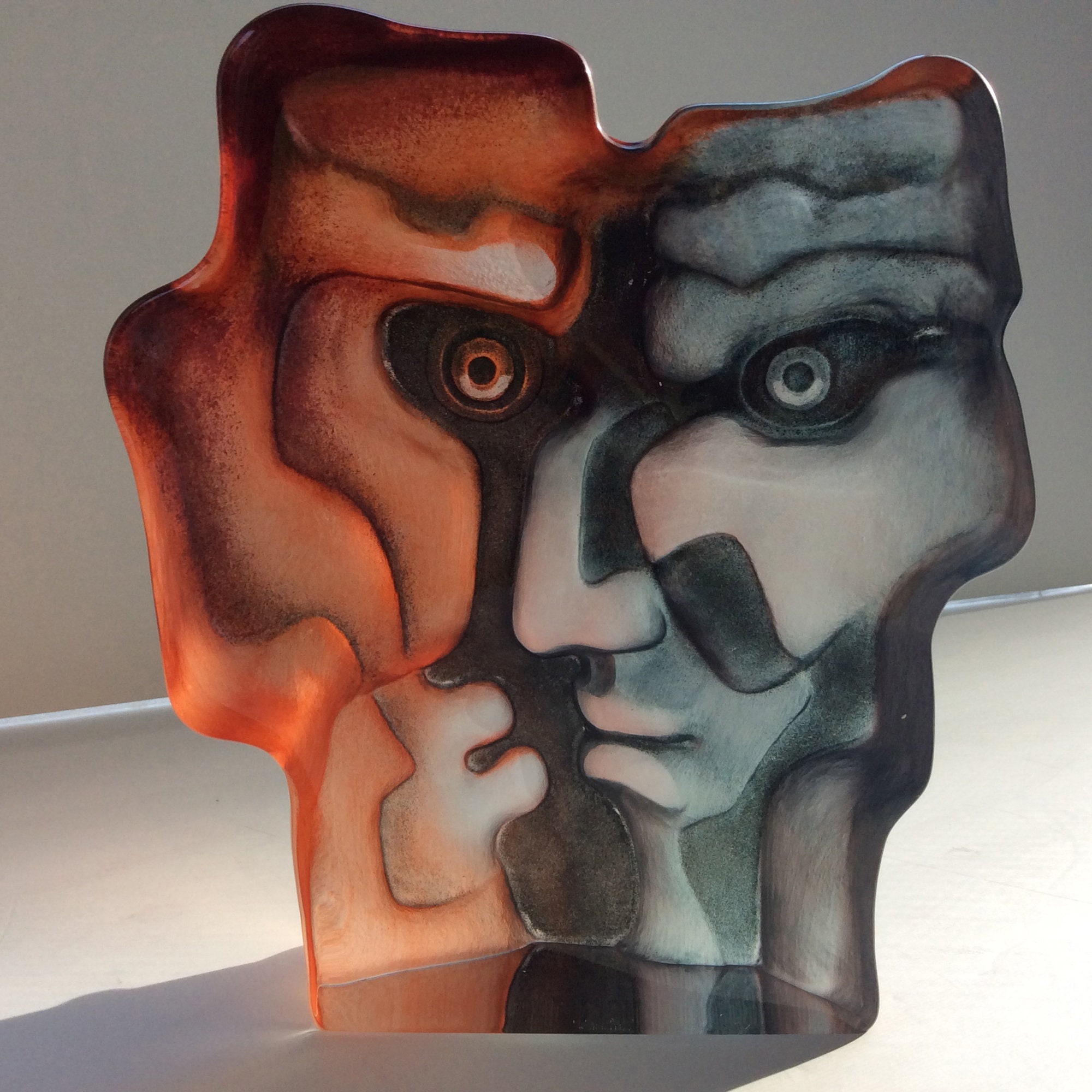 Målerås Crystal Masq Sculpture By Mats Jonasson Sweden 1990s Copper