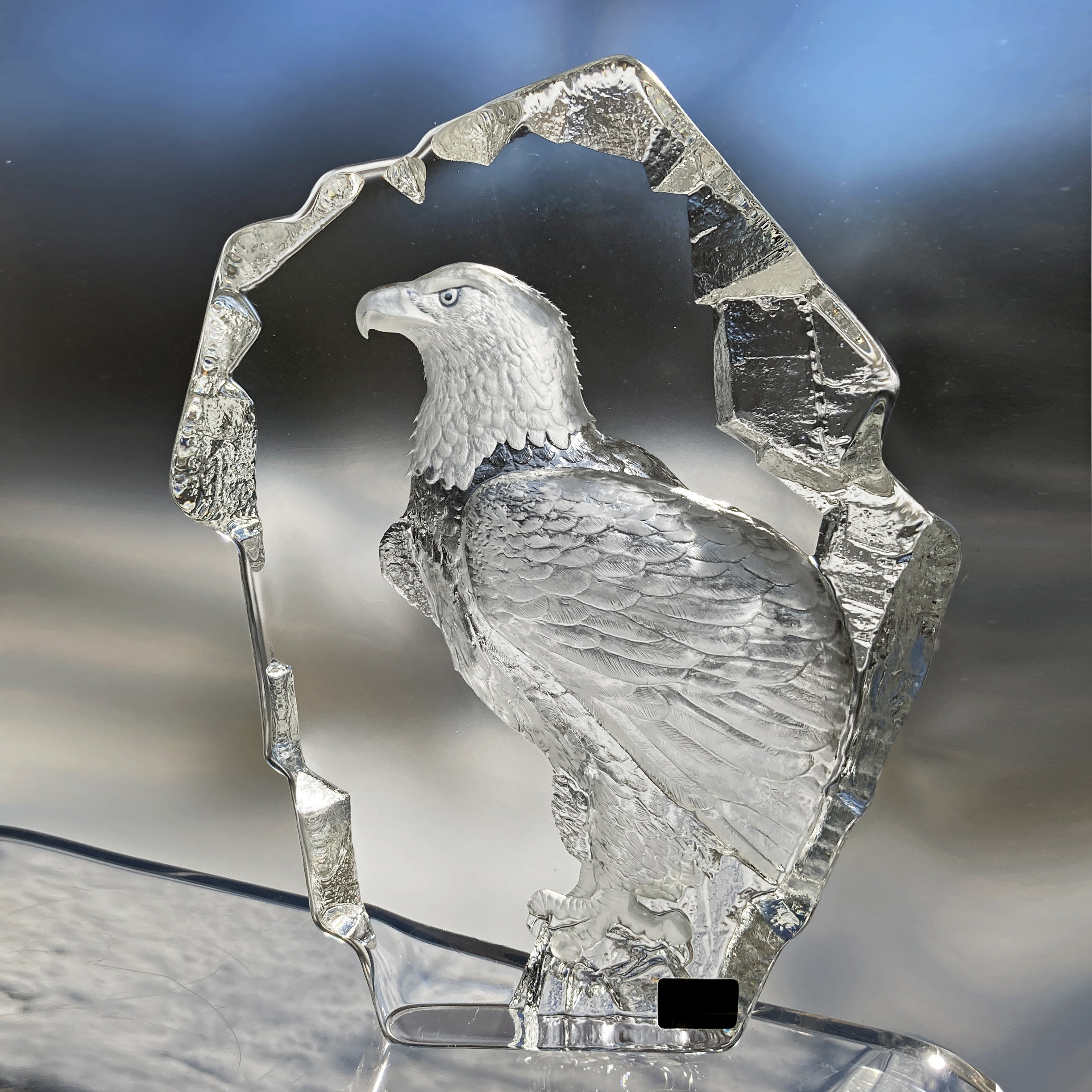 Mats Jonasson Målerås Lead Crystal Bald Eagle Sculpture 1984 Limited