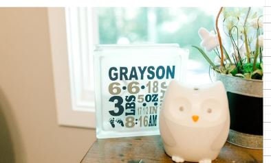 Baby Birth Stats Glass Block Baby Birth Stats Glass Block - Etsy