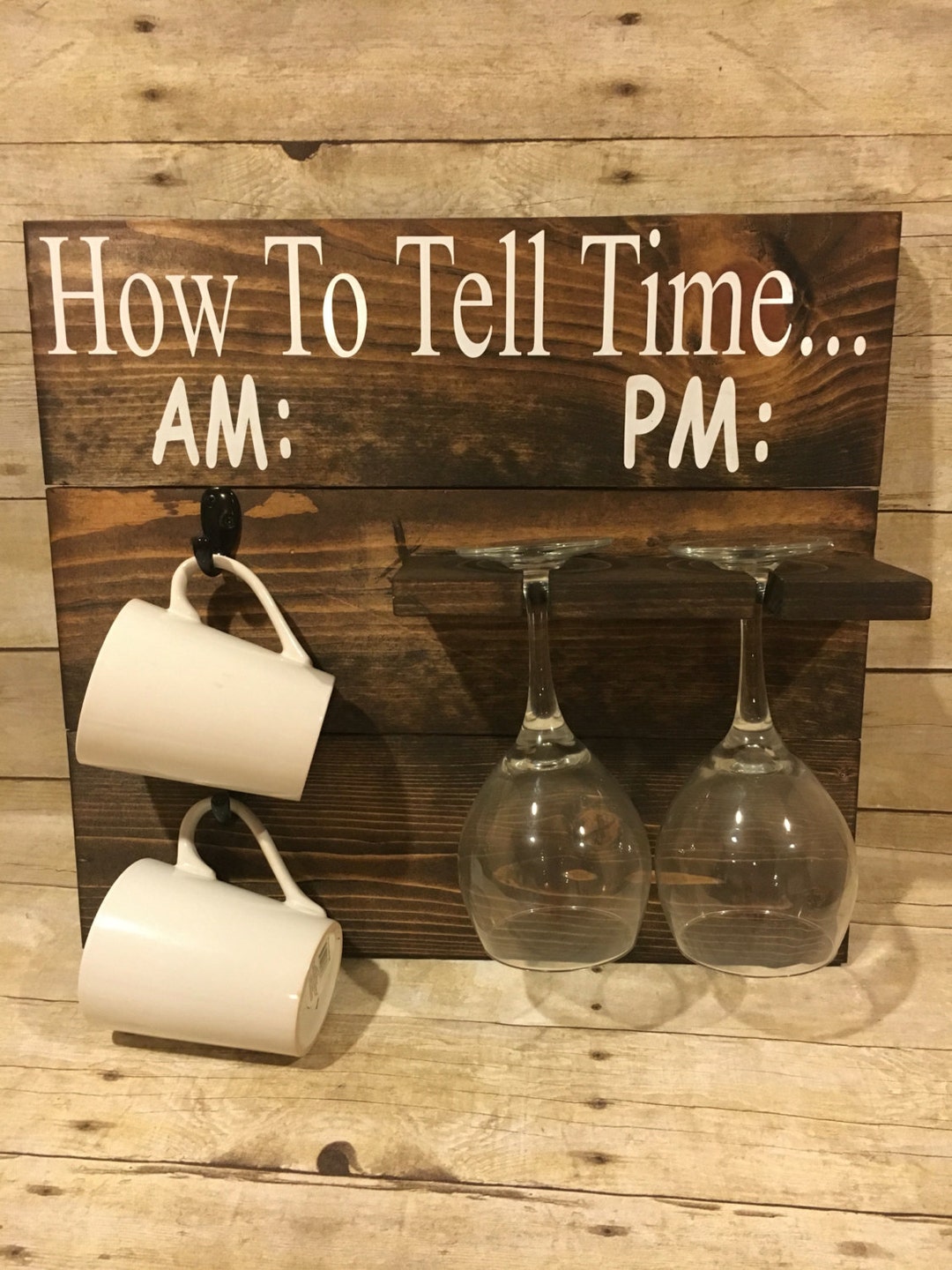 How to Tell Time, How to Tell Time Coffee/wine Glass Holder, AM PM Sign ...