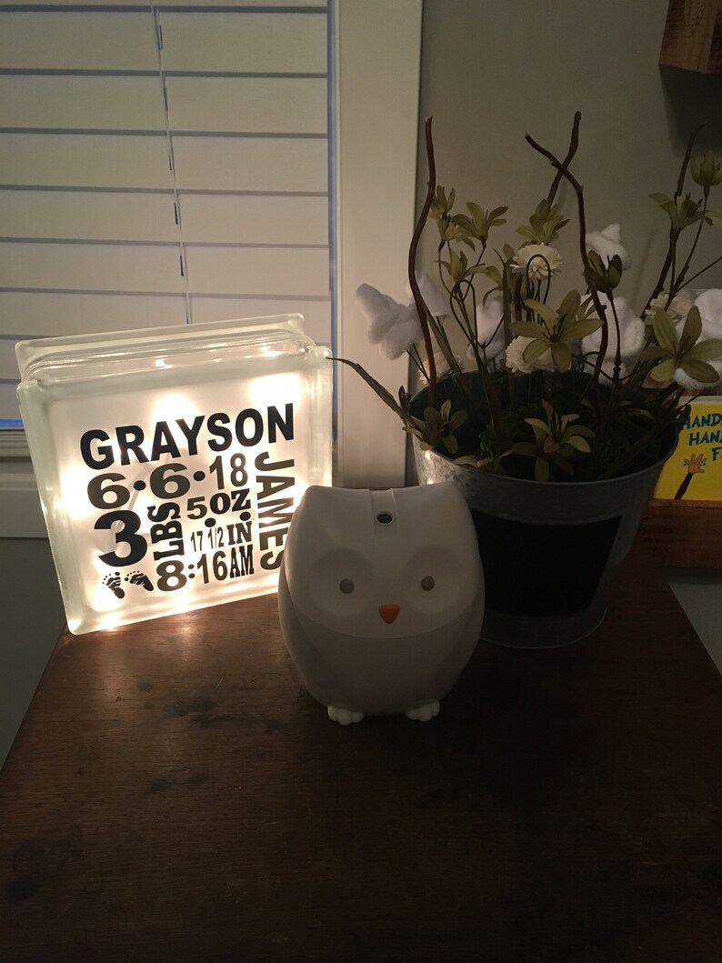 Baby Birth Stats Glass Block Baby Birth Stats Glass Block - Etsy