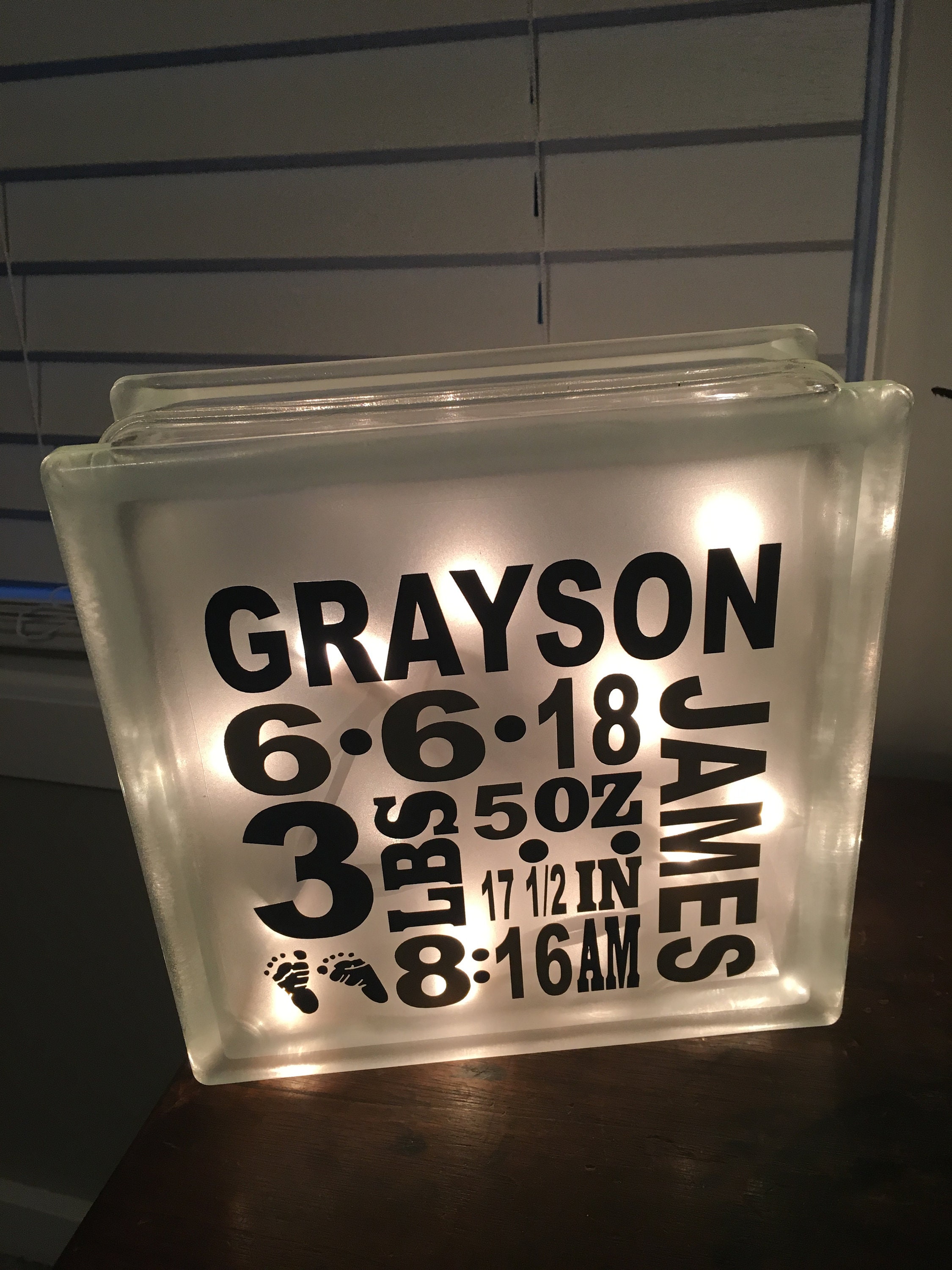 Baby Birth Stats Glass Block Baby Birth Stats Glass Block - Etsy