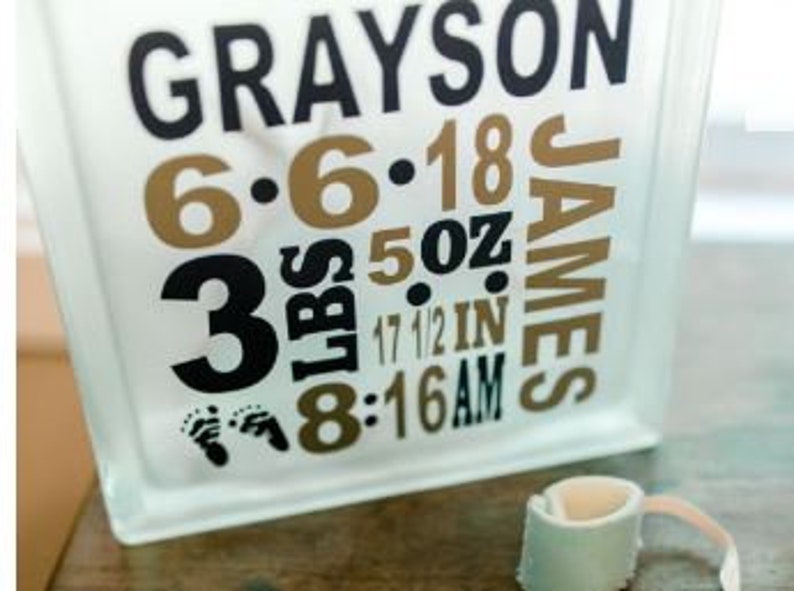 Baby Birth Stats Glass Block Baby Birth Stats Glass Block - Etsy