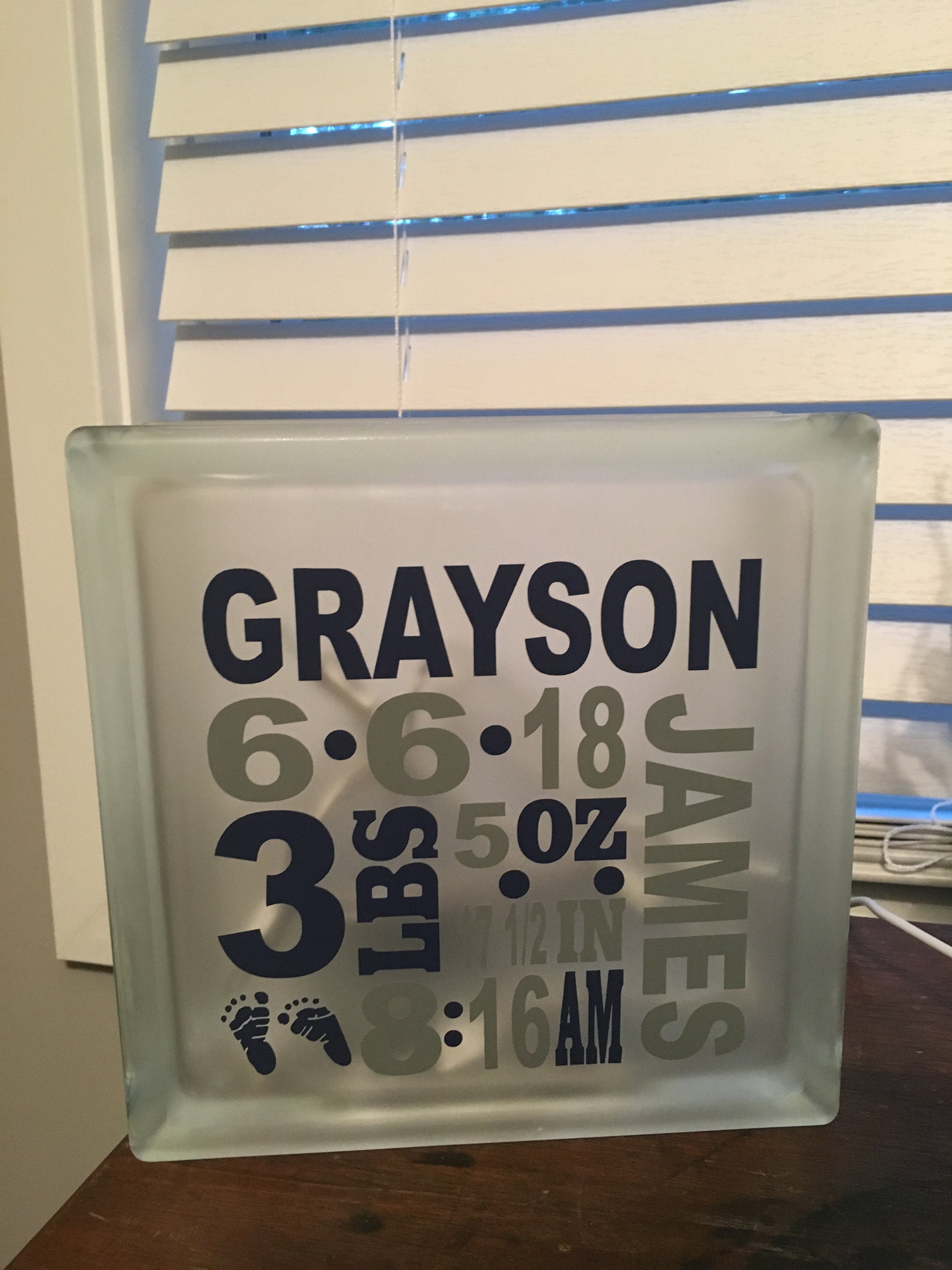 Baby Birth Stats Glass Block Baby Birth Stats Glass Block - Etsy