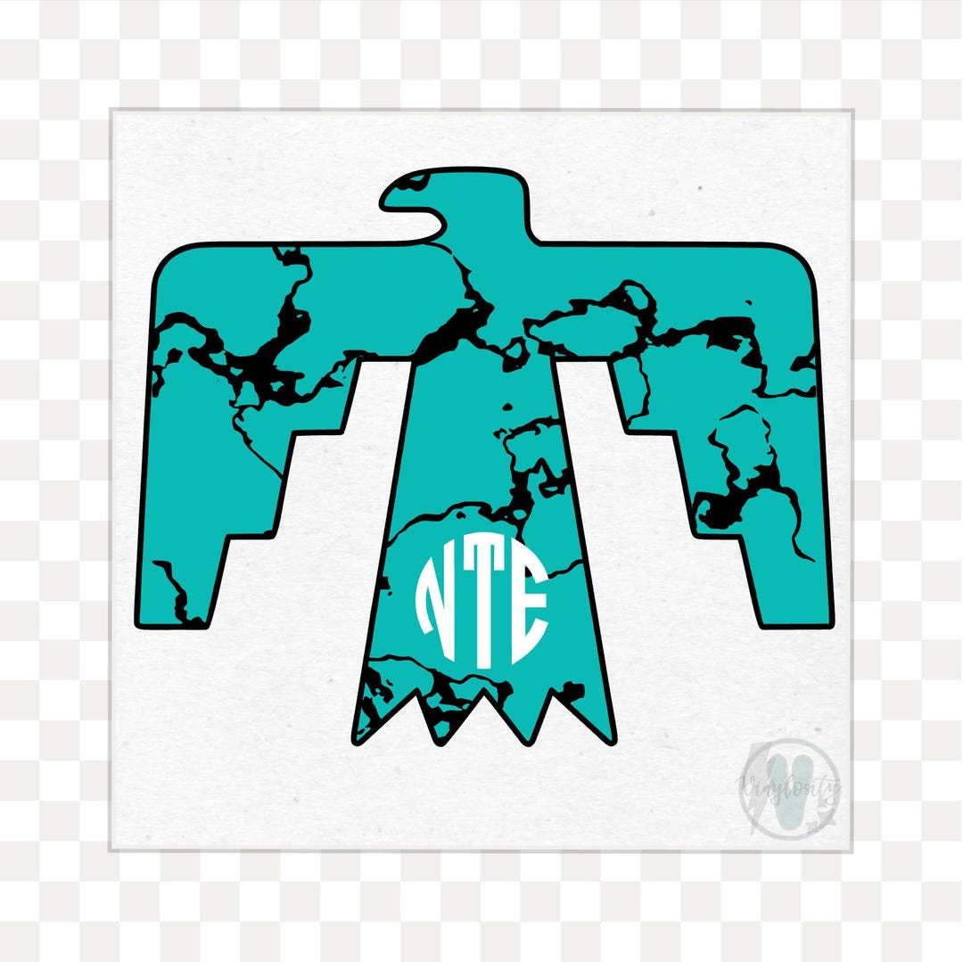 Turquoise Thunderbird Monogram Decal | Aztec Bird Decal | Boho Decal ...