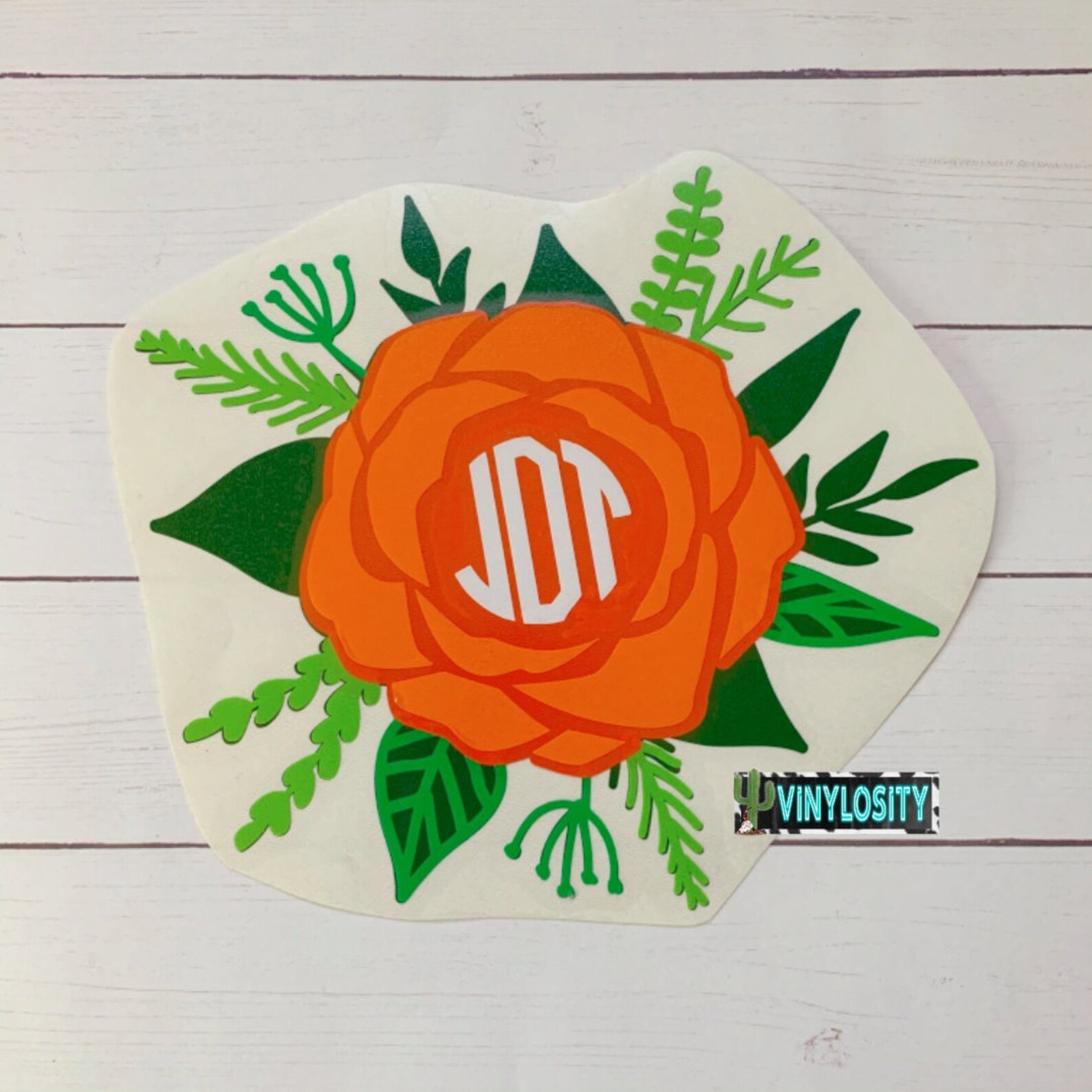 Rose Monogram Decal Rose Decal Floral Decal Flower - Etsy