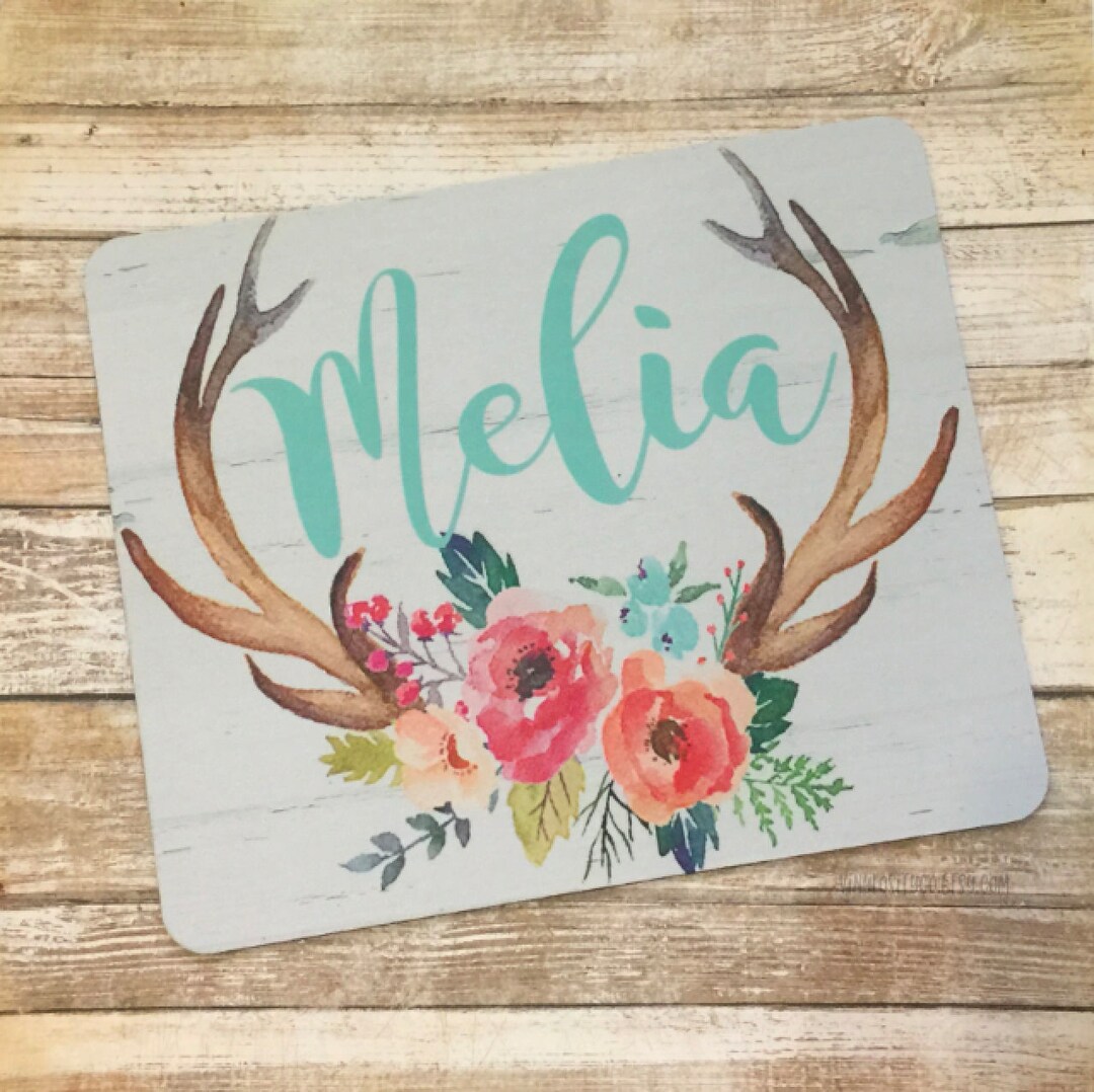 Floral Antler Mouse Pad | Mouse Pad | Personalized Mouse Pad | Custom ...