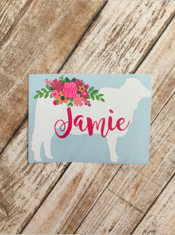 Floral Cow Decal Cow Monogram Cow Cup Decal Personalized | Etsy