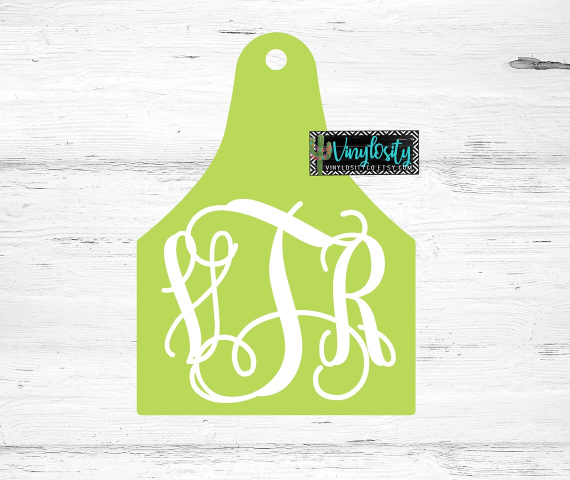 Cow Tag Monogram Vinyl Decal Cattle Ear Tag Decal Monogram - Etsy